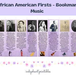 African American Firsts Bookmarks | Music | Black History Month ...