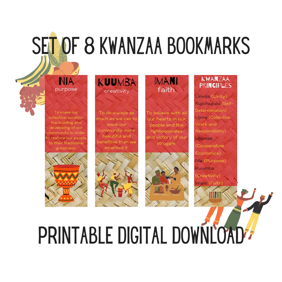 Kwanzaa Bookmarks Printable Digital Download, Set of 8 - Etsy