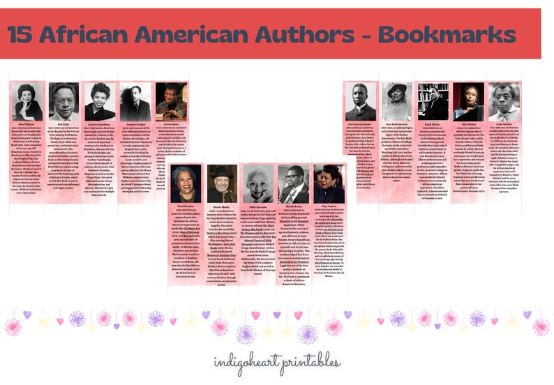 African American Authors Bookmarks | Black Writers| Black History Month ...