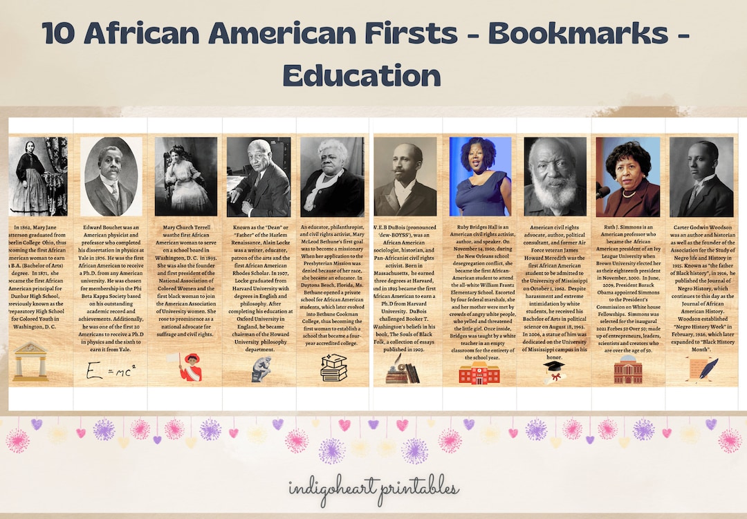 Black American Firsts Bookmarks | Education| Black History Month ...