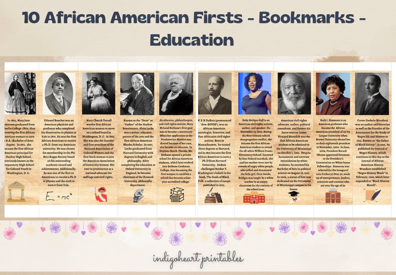 Black American Firsts Bookmarks | Education| Black History Month ...