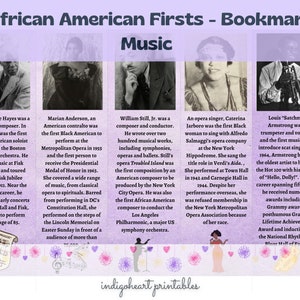 African American Firsts Bookmarks | Music | Black History Month ...