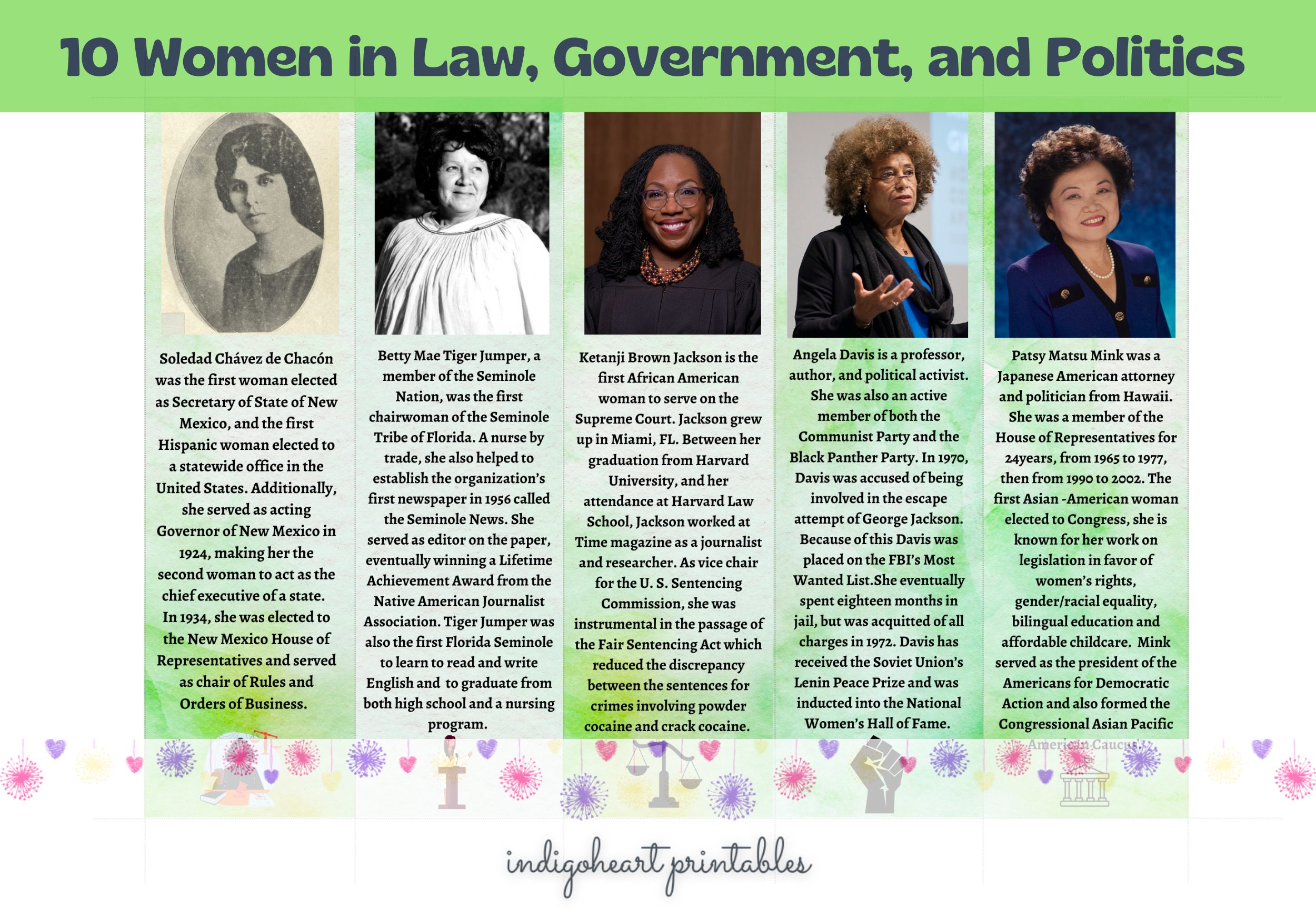 Women in History Bookmarks | Law, Government, Politics | Women's ...