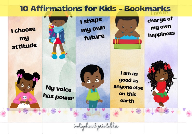 Positive Affirmations for Kids Bookmarks | Inspirational ...