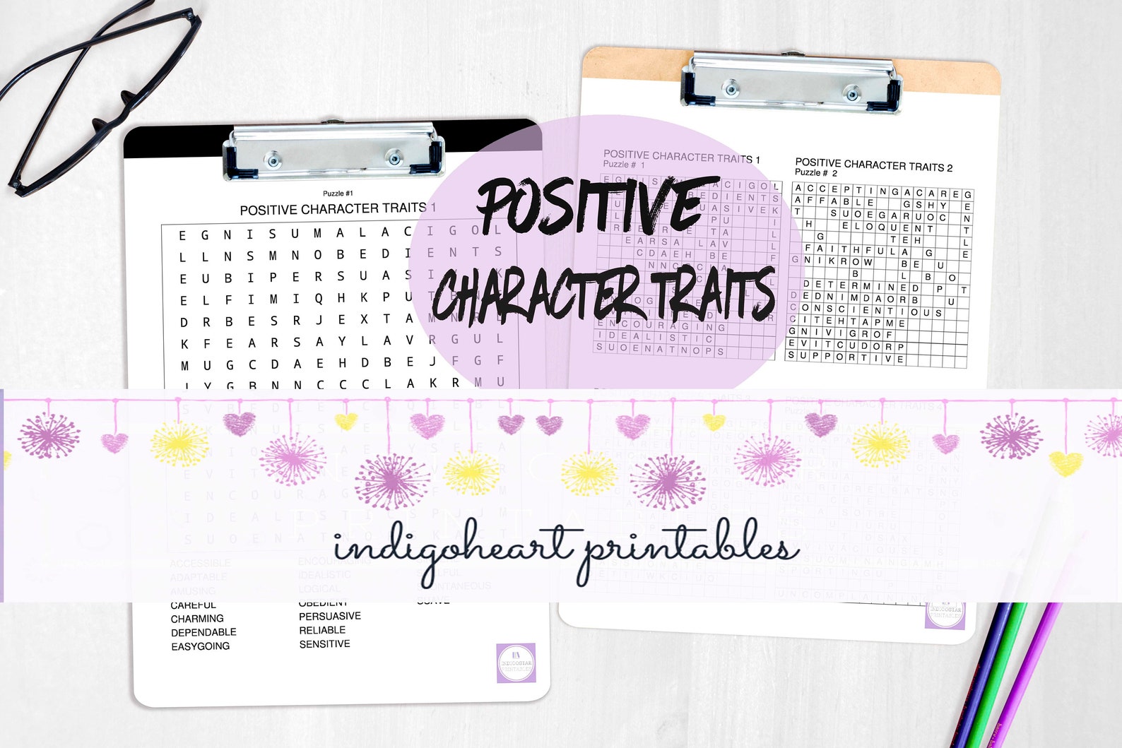 Positive Character Traits Word Search Puzzle in Large Print- Set A - Etsy
