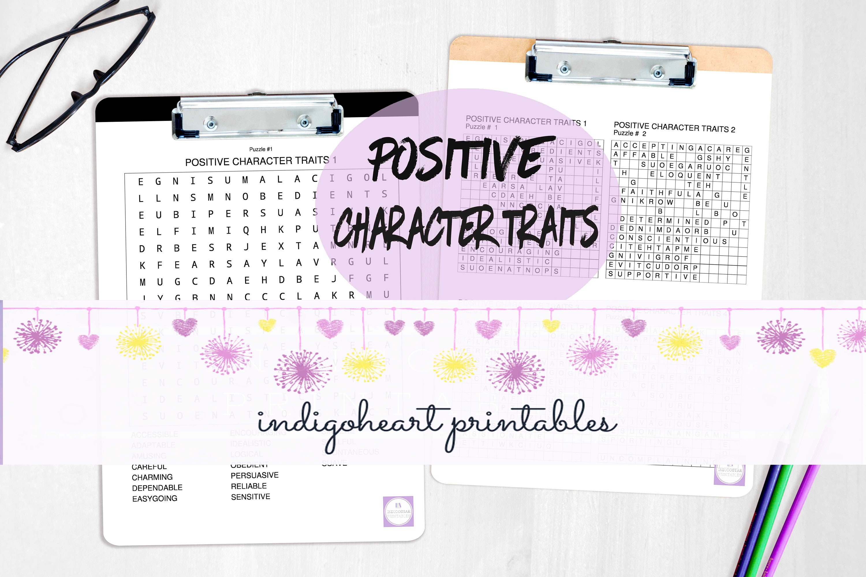 Positive Character Traits Word Search Puzzle In Large Print Etsy