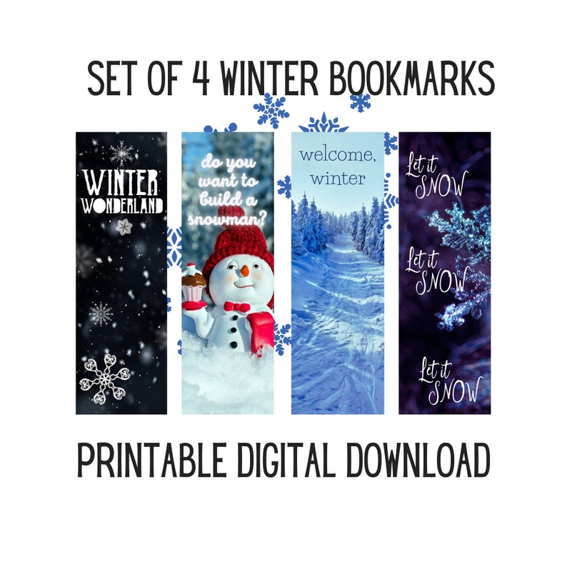 Winter Chill Bookmarks Printable Digital Download, Set of 4, Set C - Etsy