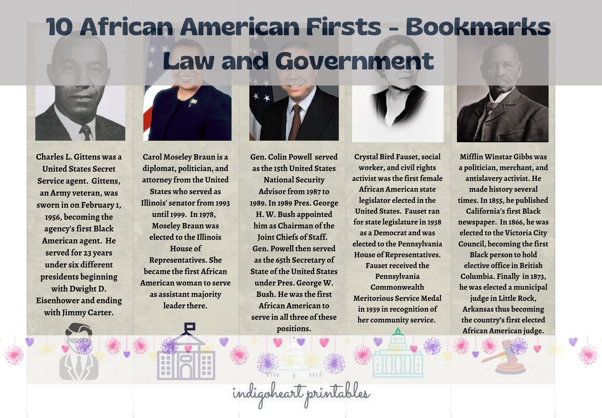 African American Firsts Bookmarks | Law and Government | Black History ...