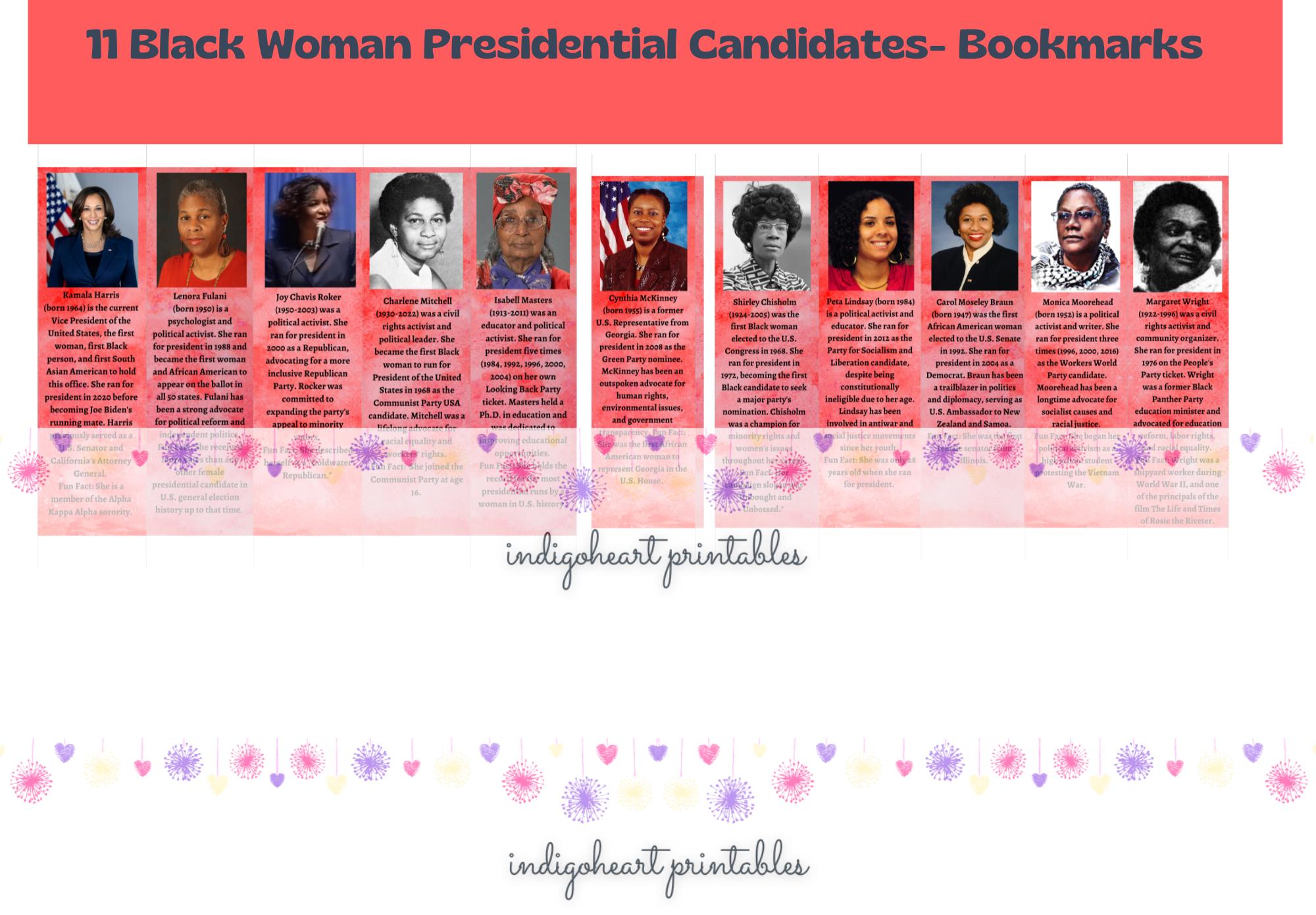 Black Women Who Ran for President Bookmarks | Politics | Black History ...
