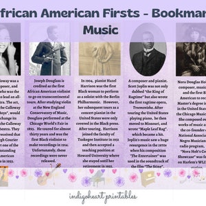 African American Firsts Bookmarks | Music | Black History Month ...