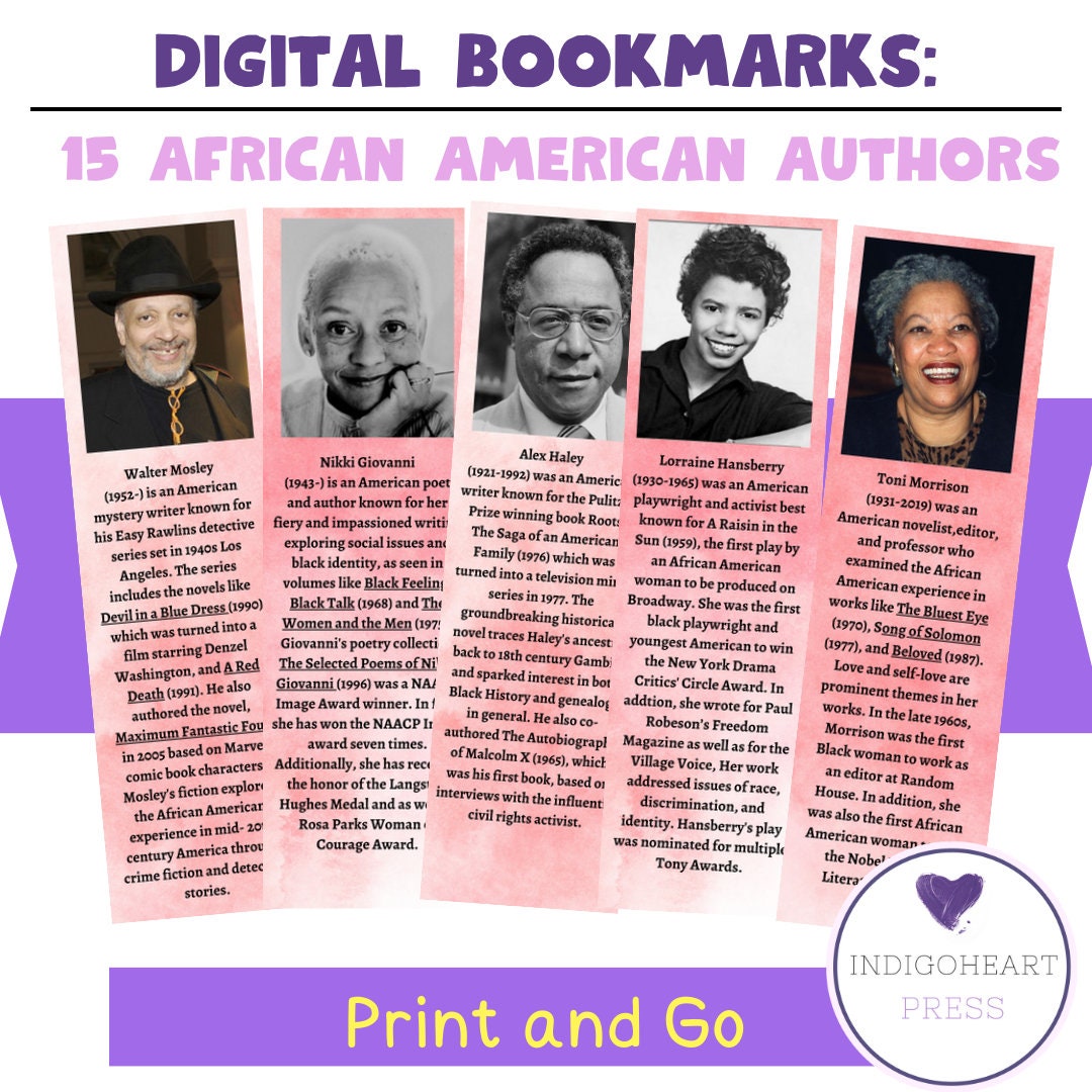 African American Authors Bookmarks | Black Writers| Black History Month ...