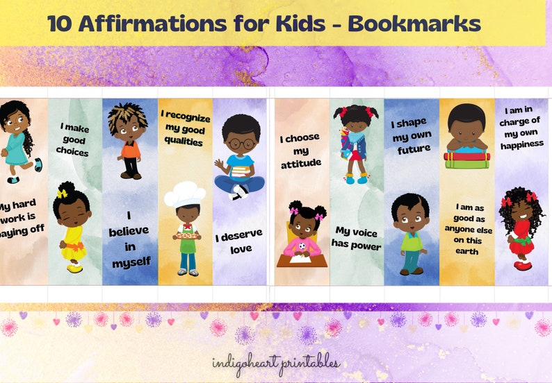 Positive Affirmations for Kids Bookmarks | Inspirational ...