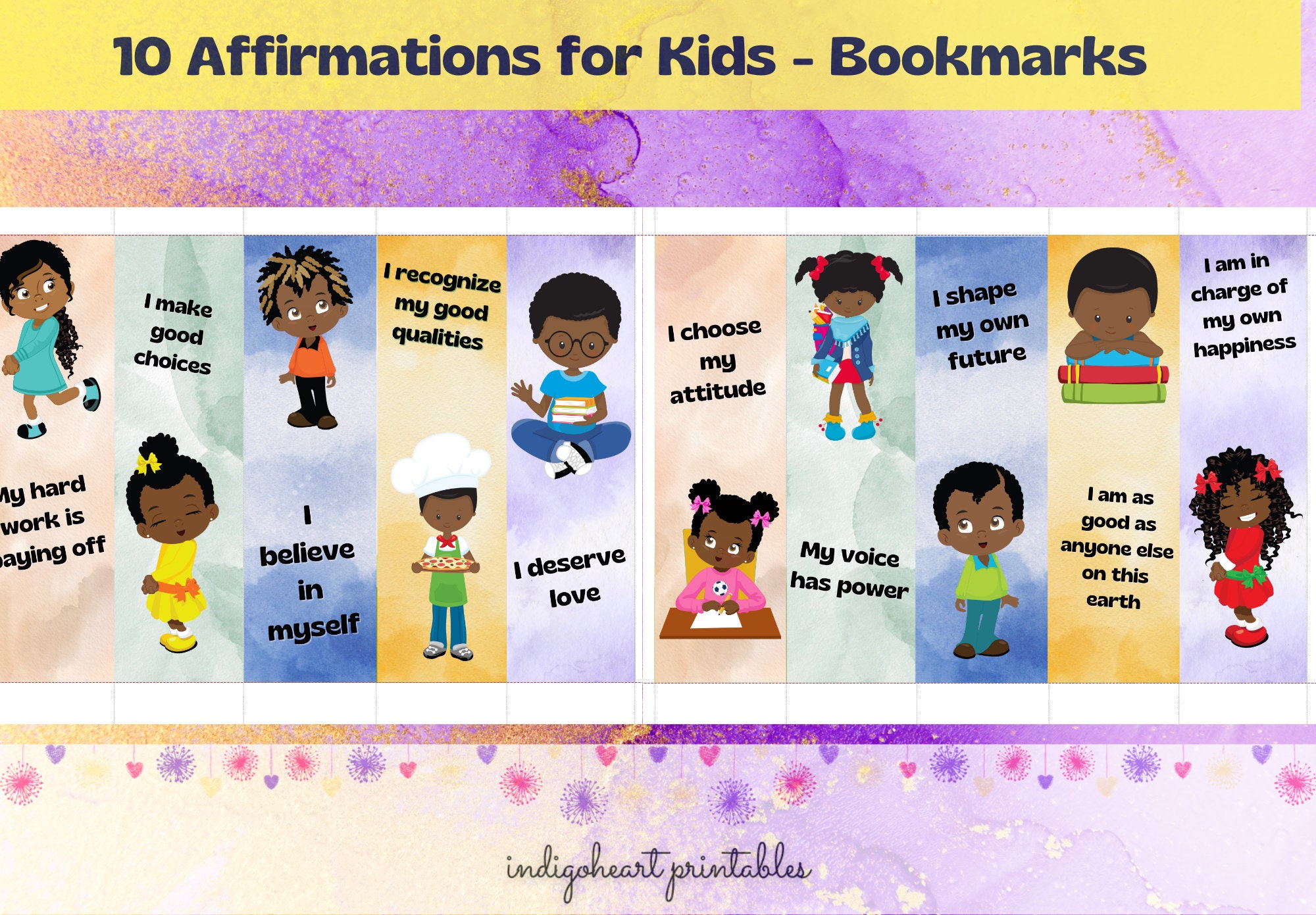 Positive Affirmations for Kids Bookmarks Inspirational Encouragement ...