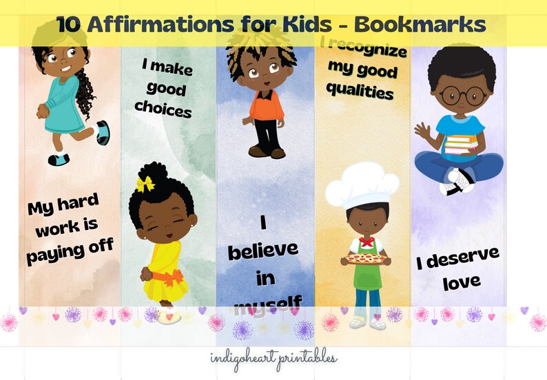 Positive Affirmations for Kids Bookmarks | Inspirational ...