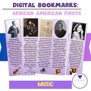 African American Firsts Bookmarks | Music | Black History Month ...