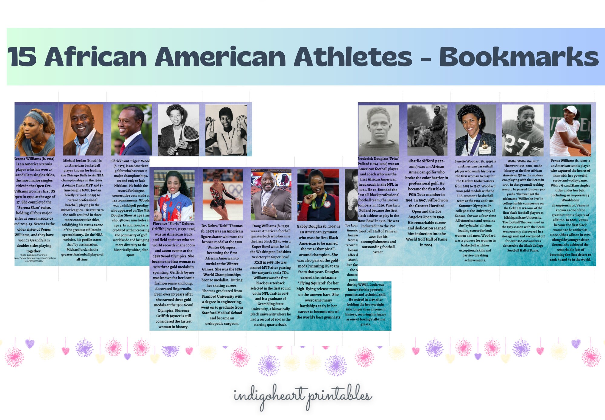 African American Athletes Bookmarks | Sports | Black History Month ...