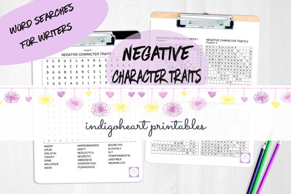 Negative Character Traits Word Search Puzzle in Large Print - Etsy