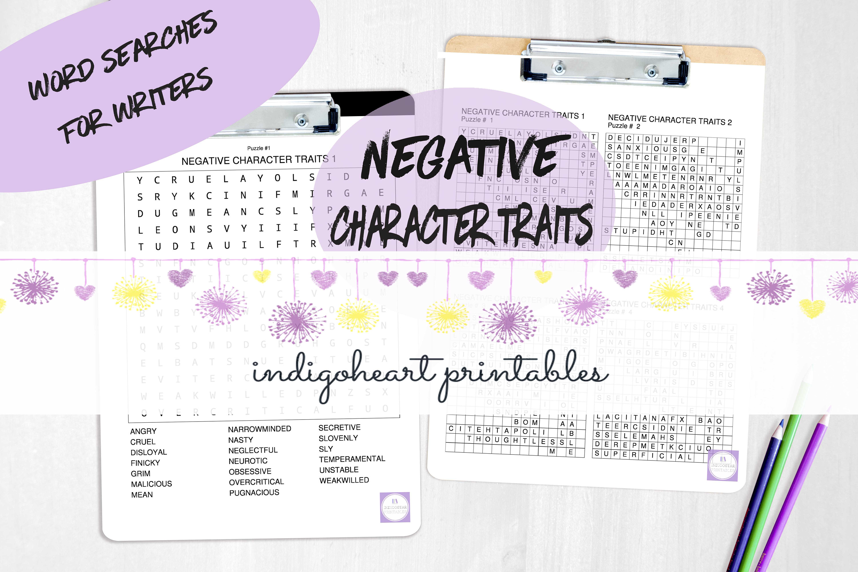 Negative Character Traits Word Search Puzzle in Large Print- Set A - Etsy