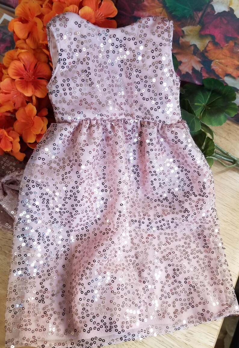 Beige/rose Colored Sparkle Sequin Dress With Hair Accessorie and Fluffy ...