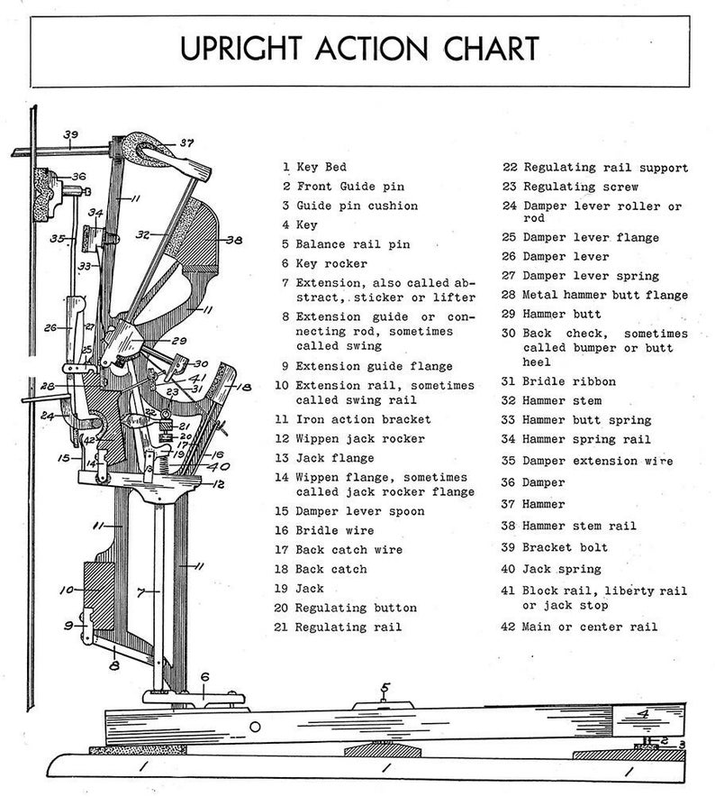 Upright PIANO ACTION MODEL Full Kit Learn to Regulate & Repair Piano ...