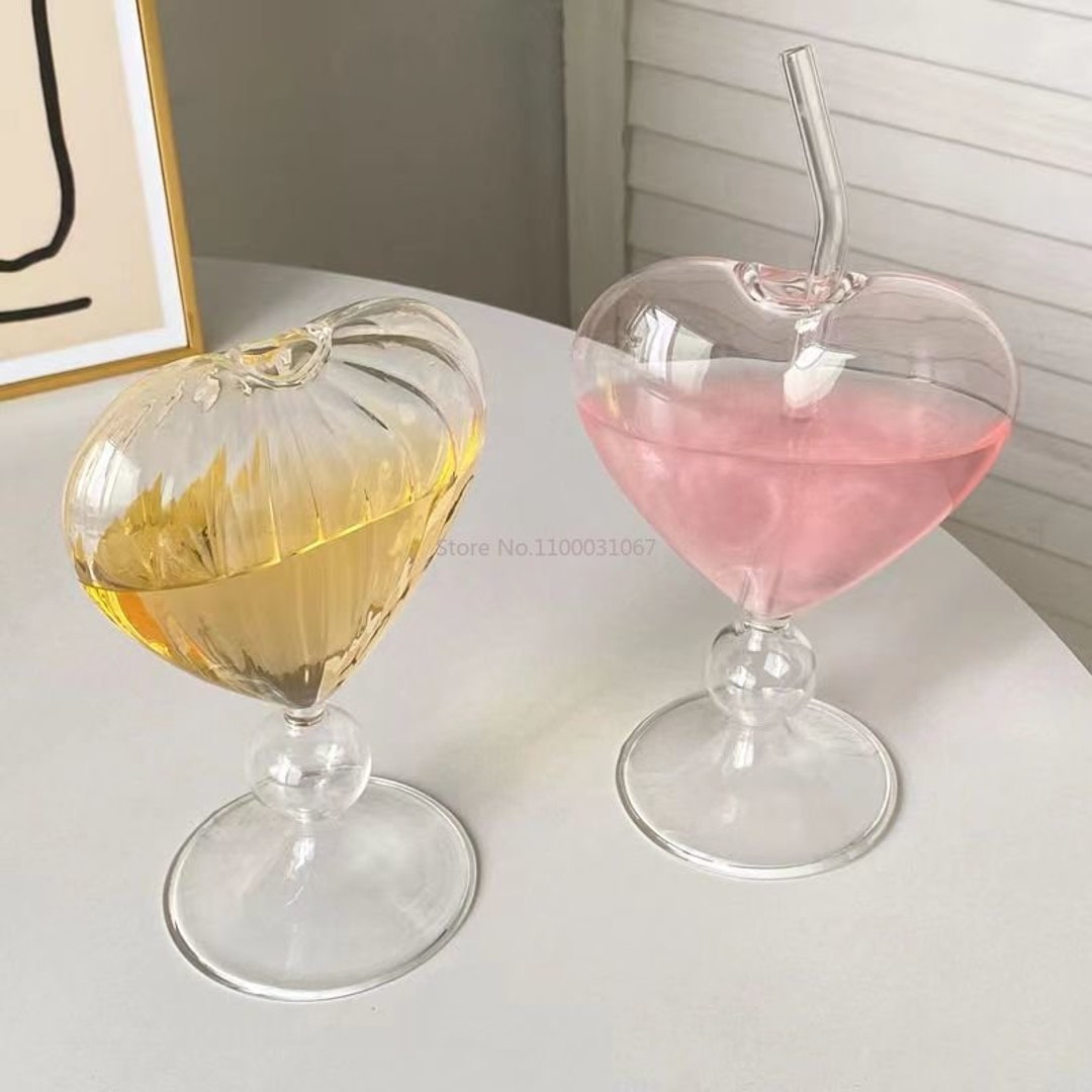 Heart Shaped Drinks Glass Heart Shaped Wine Glass Heart - Etsy