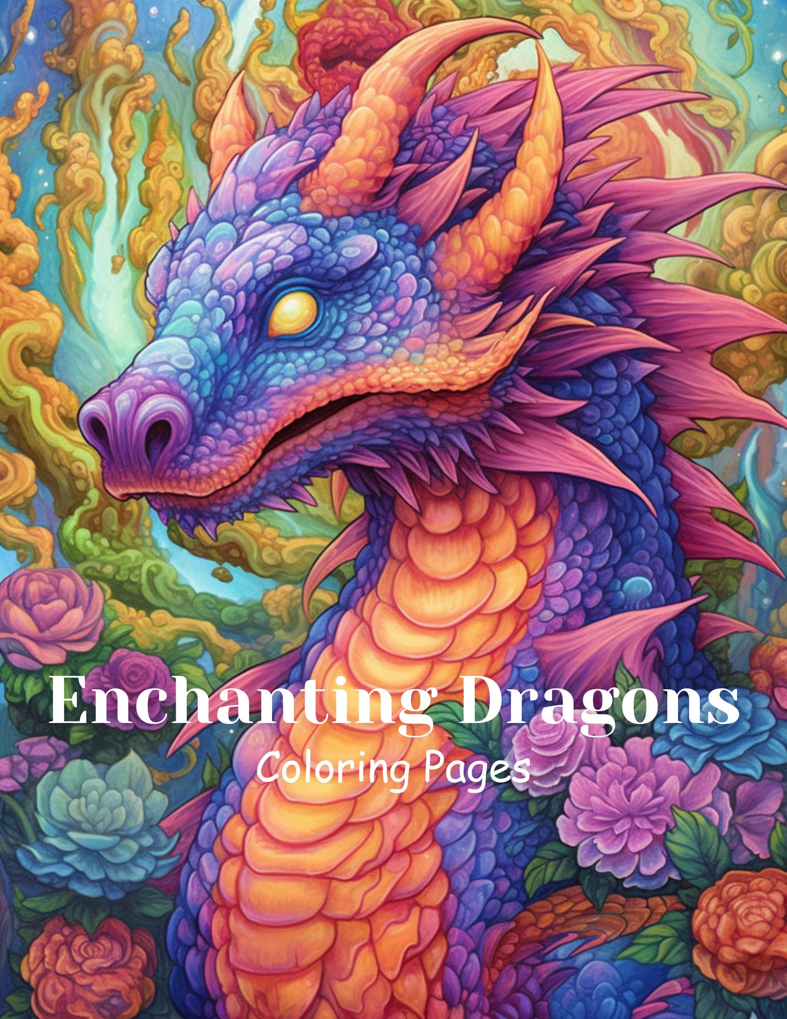 Adult Coloring Pages, Dragon Coloring Pages for Adults, Enchanting ...