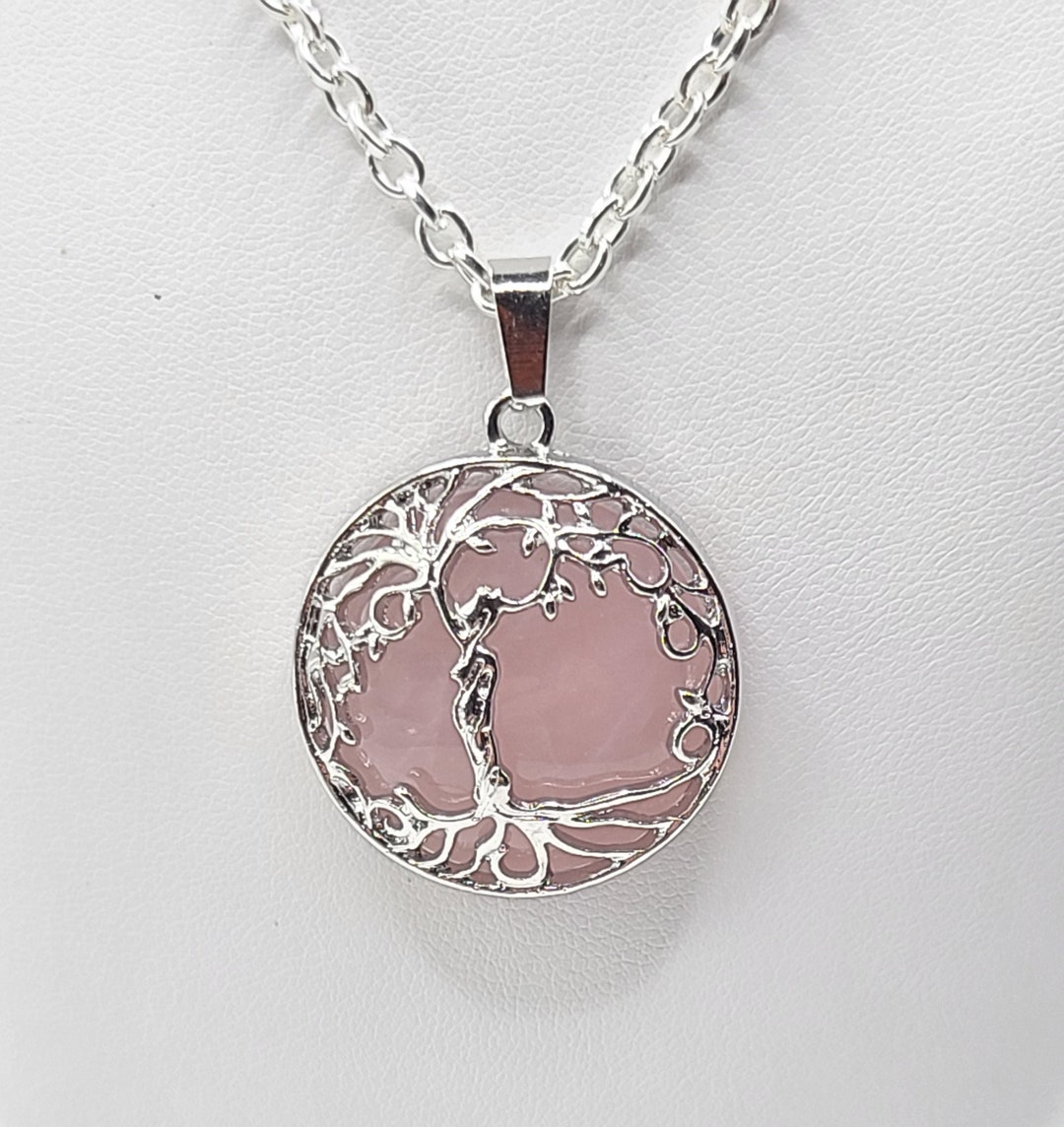 Handmade Rose Quartz Tree of Life Pendant Necklace for Women - Etsy