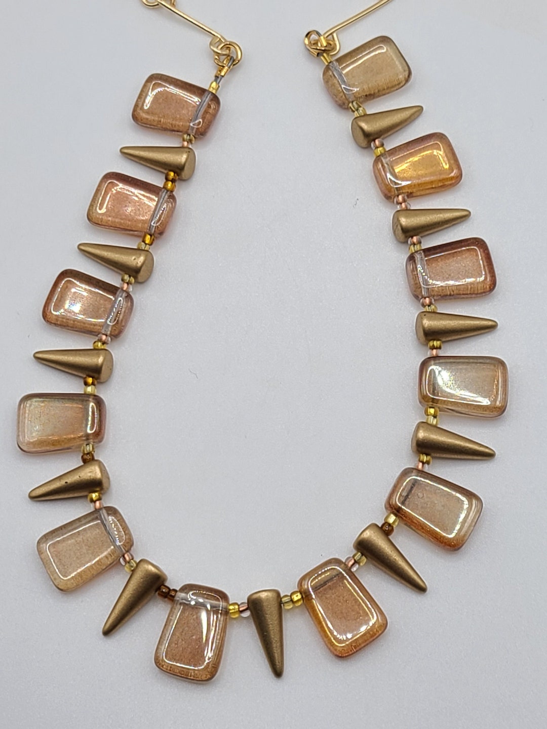 Mid Century Modern Honey Golden Tab Necklace 18 Inch Long - Etsy