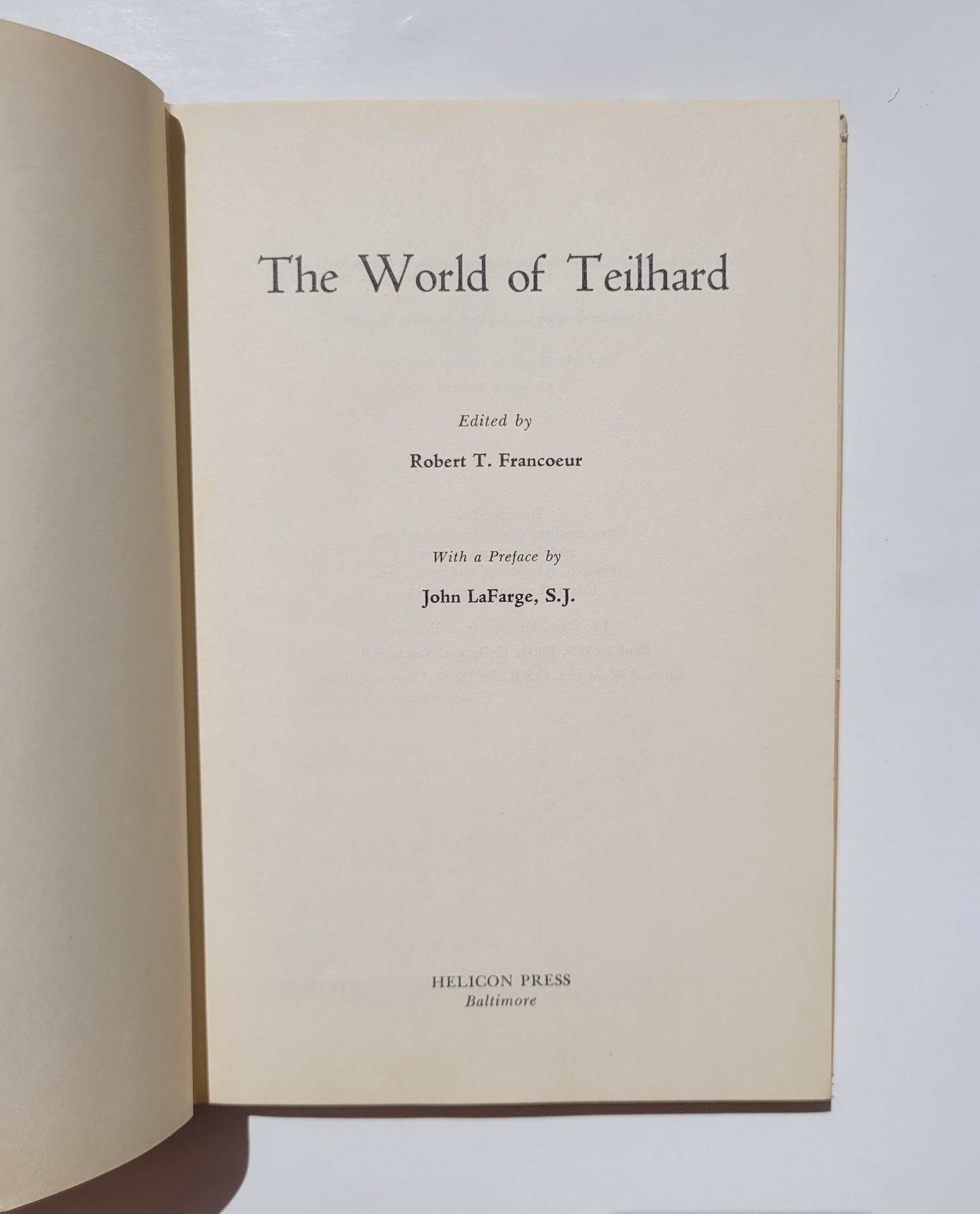The World of Teilhard De Chardin Edited by Robert T. Francoeur 1961 - Etsy