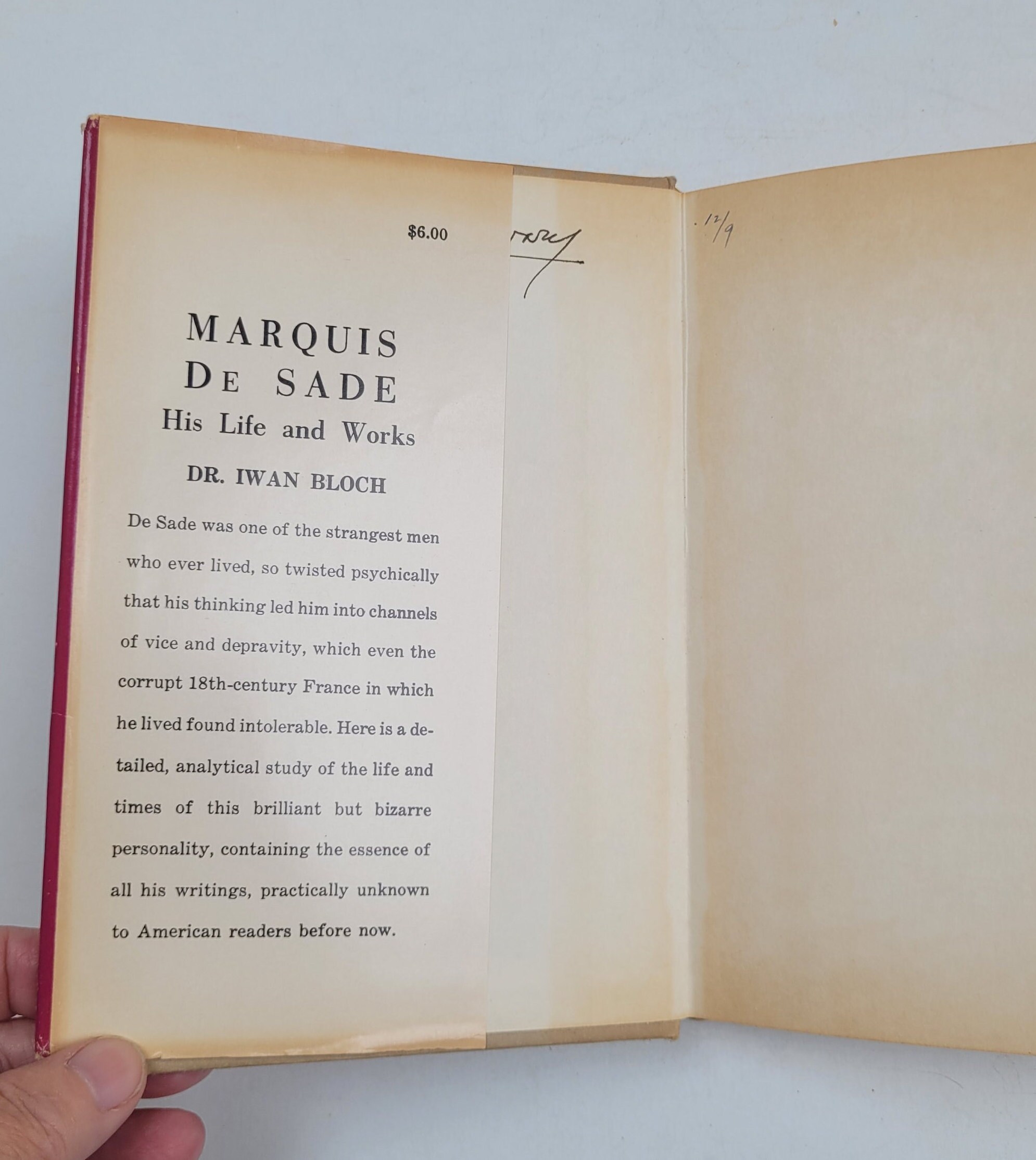 Marquis De Sade His Life and Works by Iwan Bloch 1948 Castle Books - Etsy