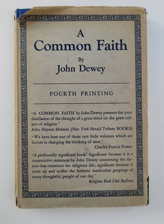 John Dewey A Common Faith 1934 First Edition Fourth Printing | Etsy
