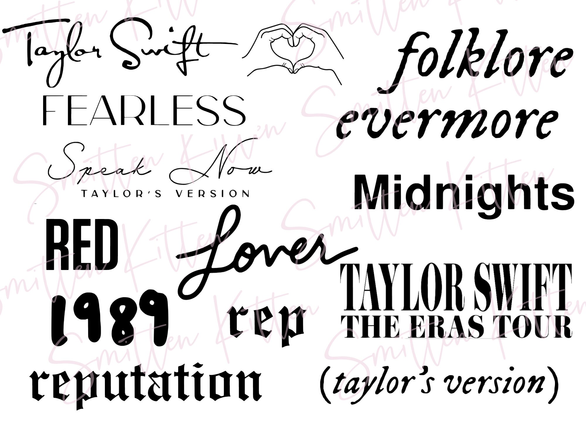 Taylor Swift Font Images Speak Now Lover Midnights Etsy Canada