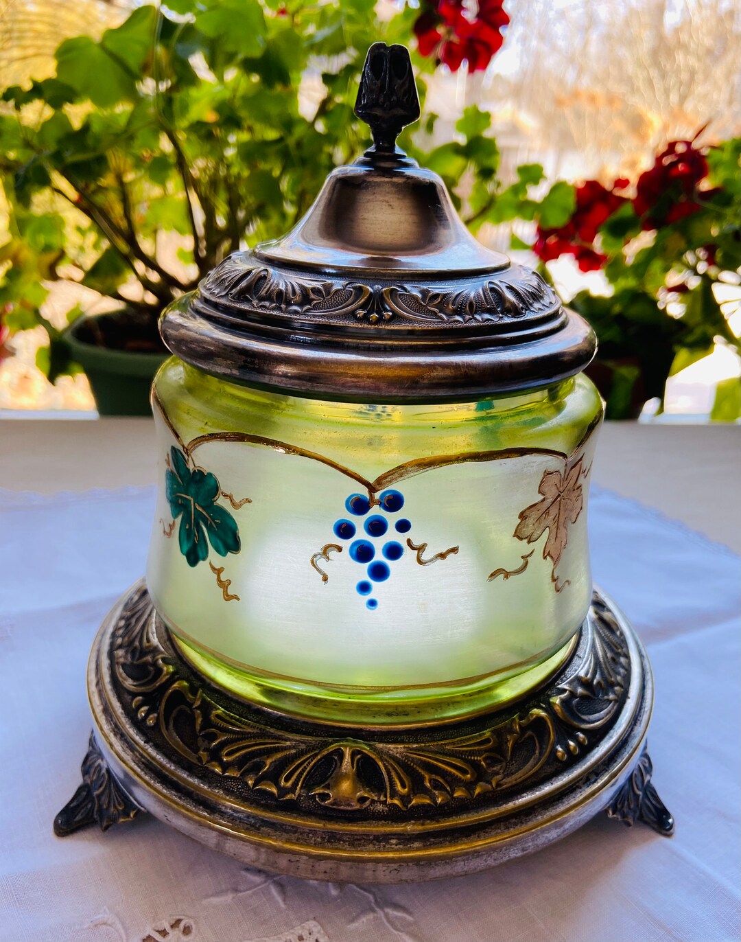Antique Biscuit Jar - Etsy