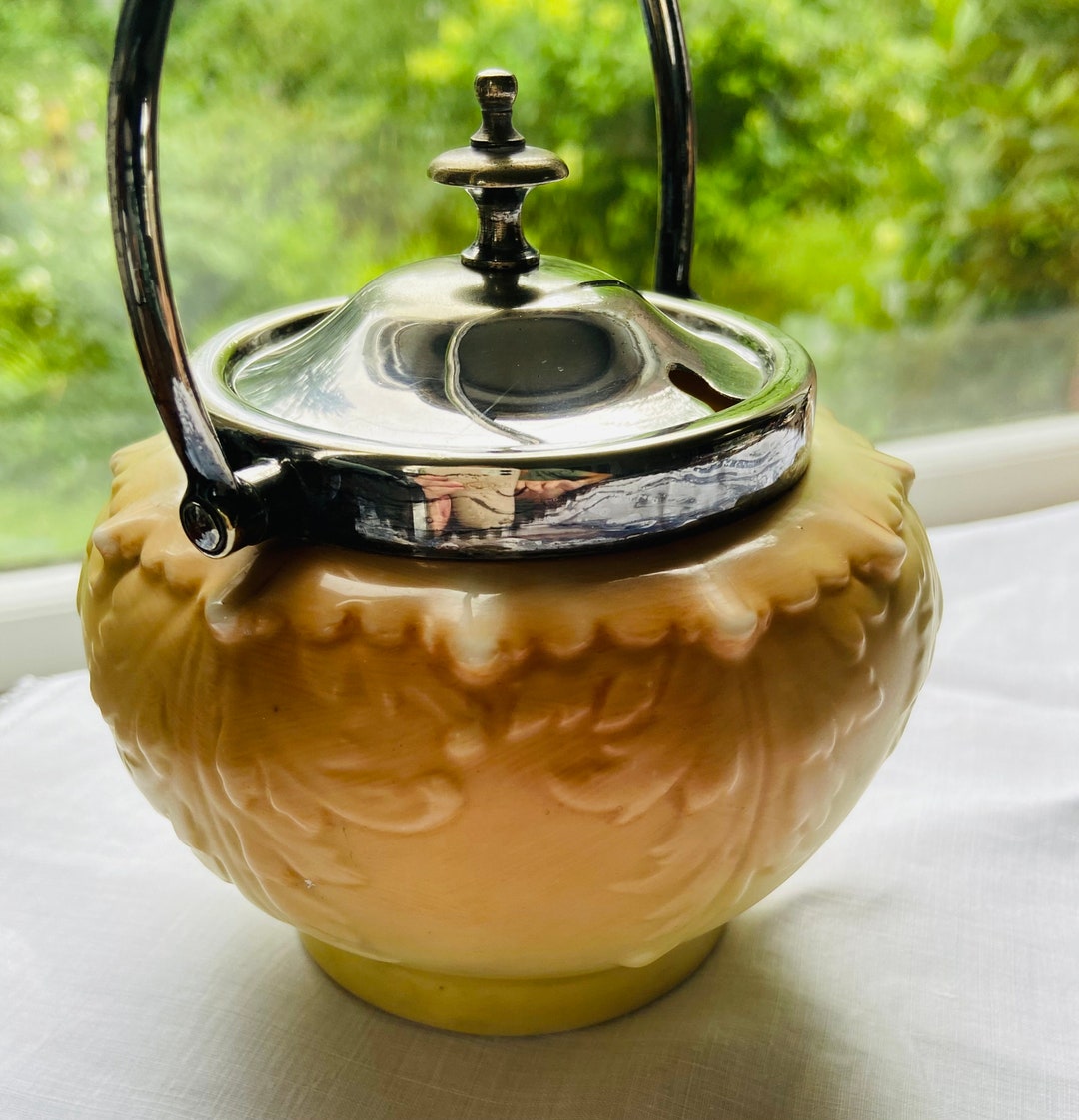 Antique Locke & Co. Porcelain Mustard Jar, Nickel Silver Lid - Etsy