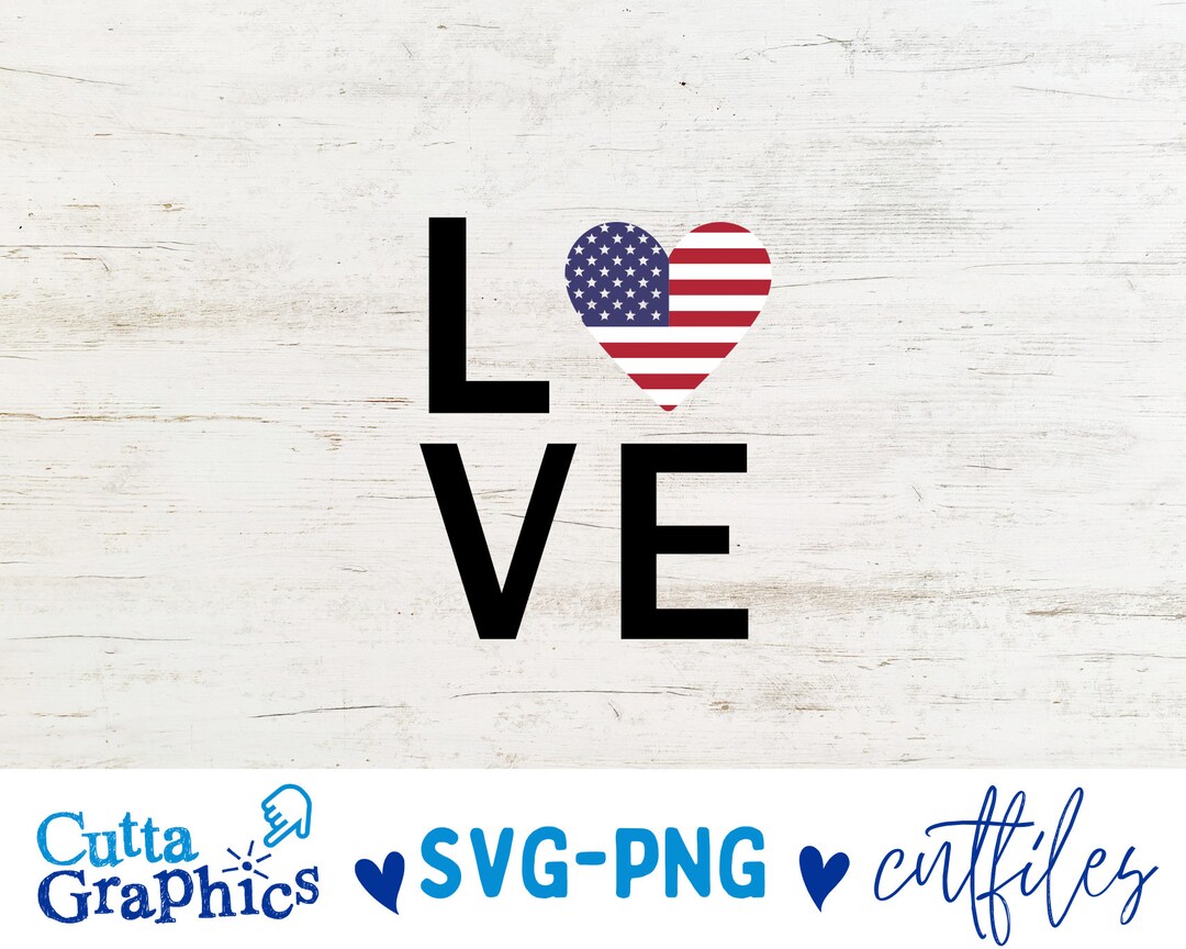 4th of July SVG, Patriotic SVG, American Flag Heart SVG, Digital ...