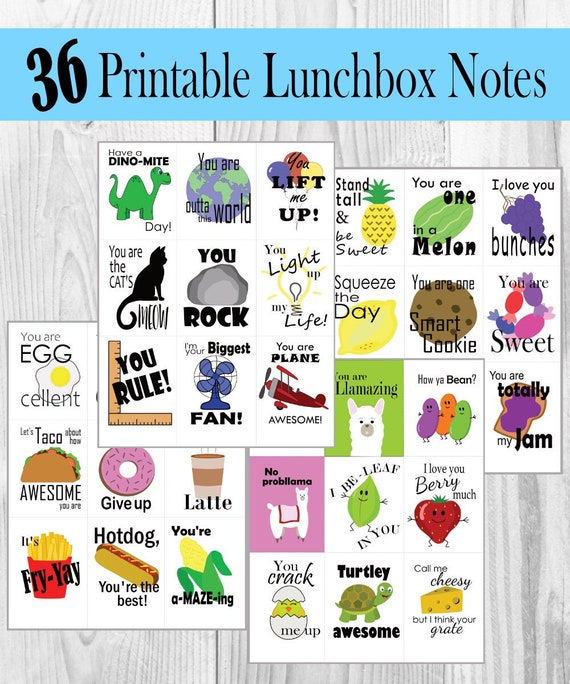 Printable Lunch Box Notes for Kids Children School Mail - Etsy