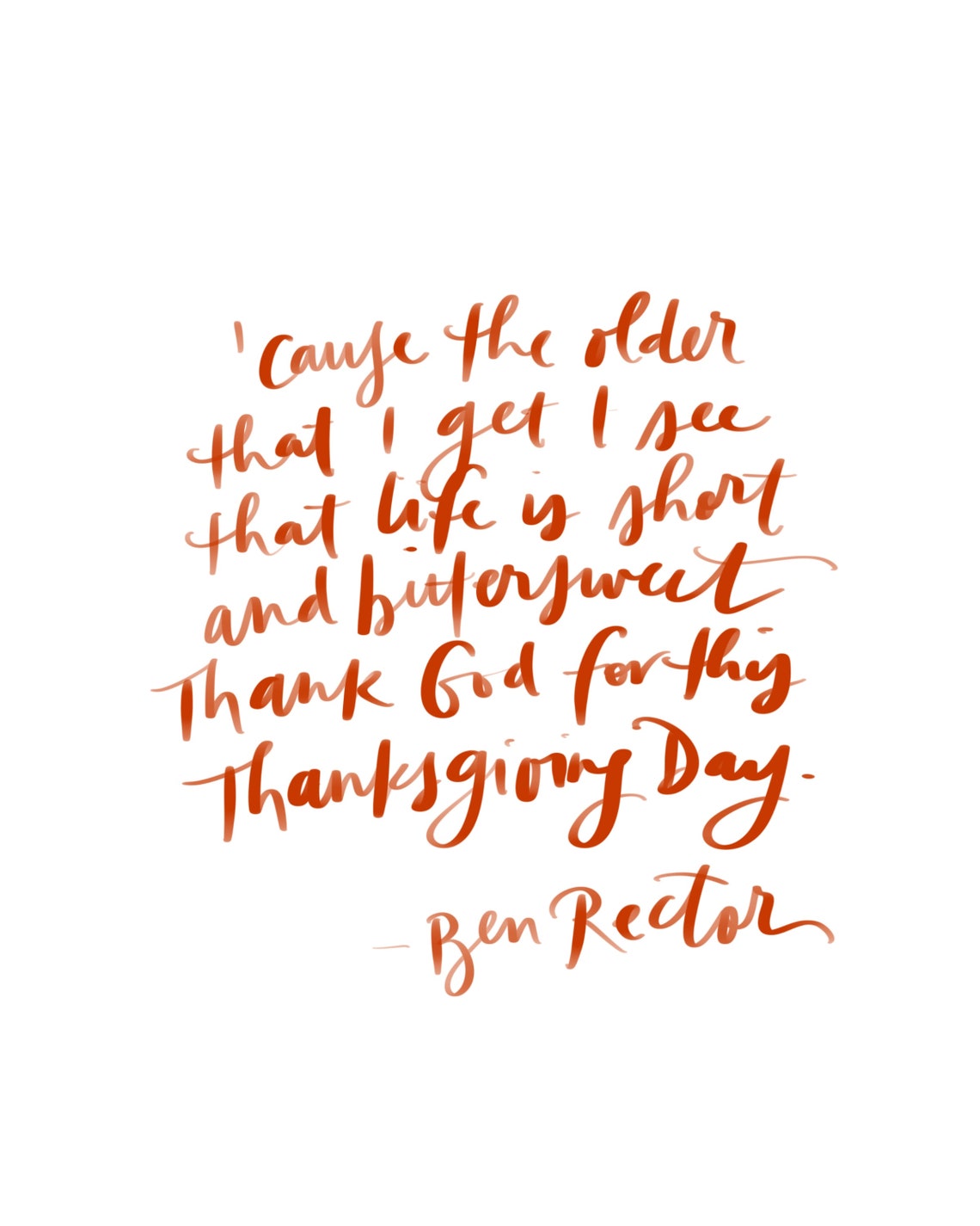 Ben Rector Thanksgiving Lyrics - Etsy