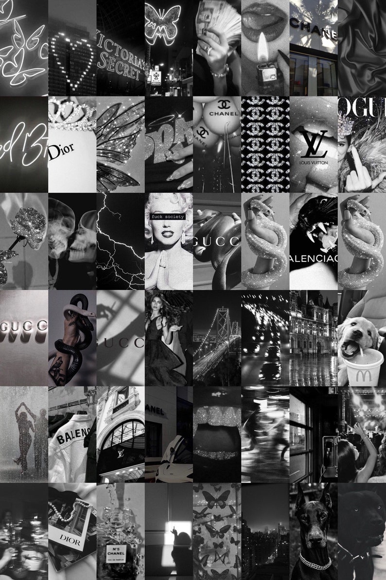 Black Aesthetic Collage Kit, Aesthetic Collage, Dark Boujee Aesthetic ...