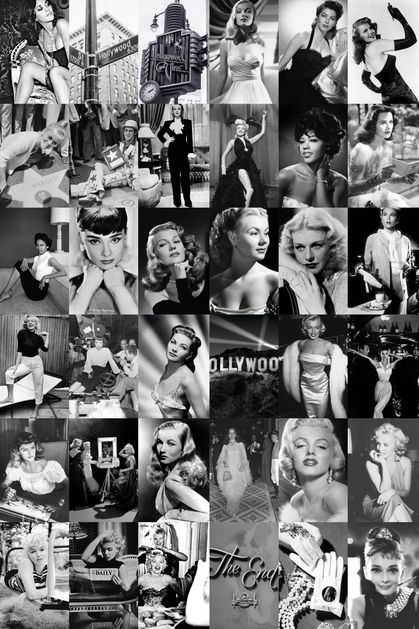 Old Hollywood Glamour Aesthetic Collage Kit, Golden Age Hollywood Aesthetic, Hollywood Film ...
