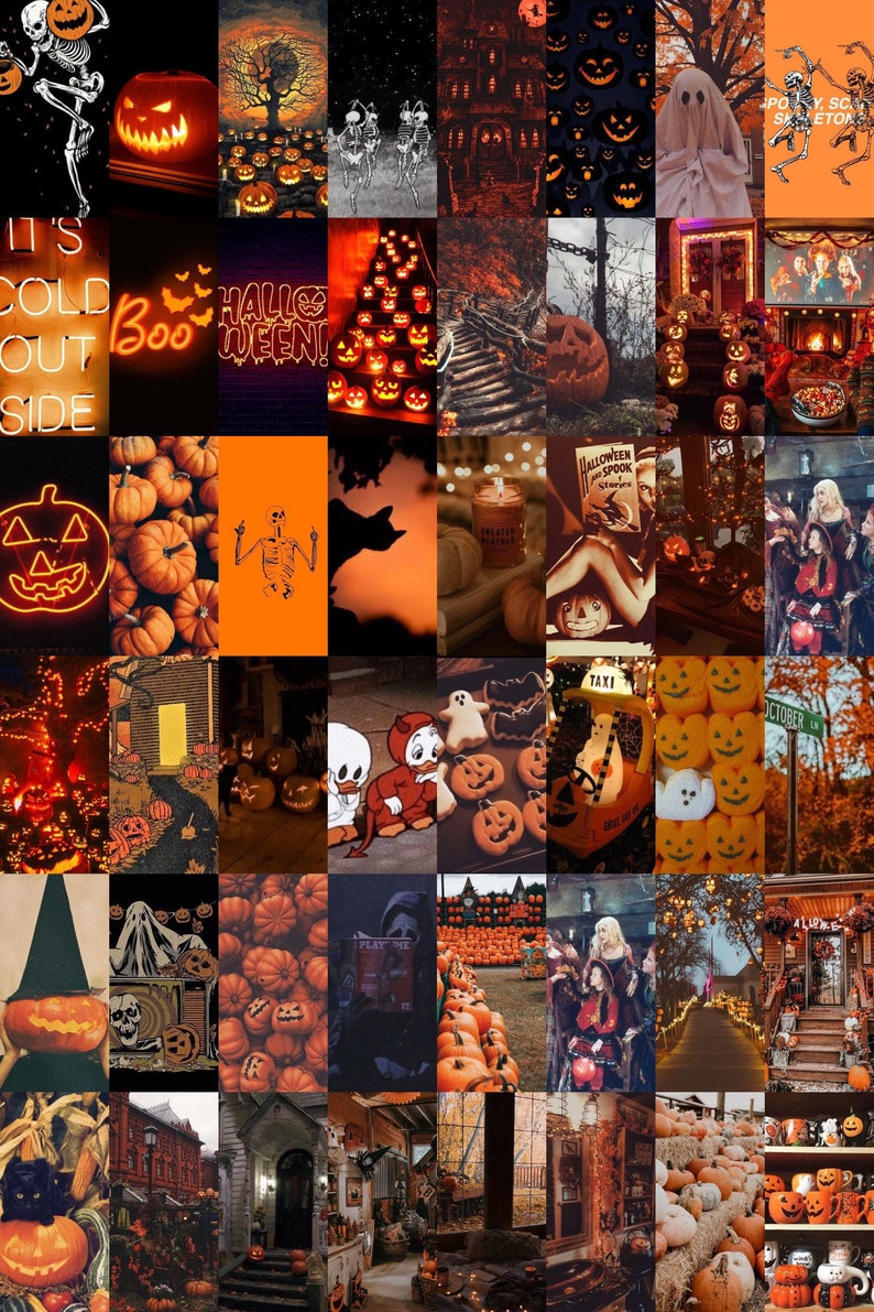 Halloween Aesthetic Collage Kit, Spooky Season Decor, Aesthetic Collage ...