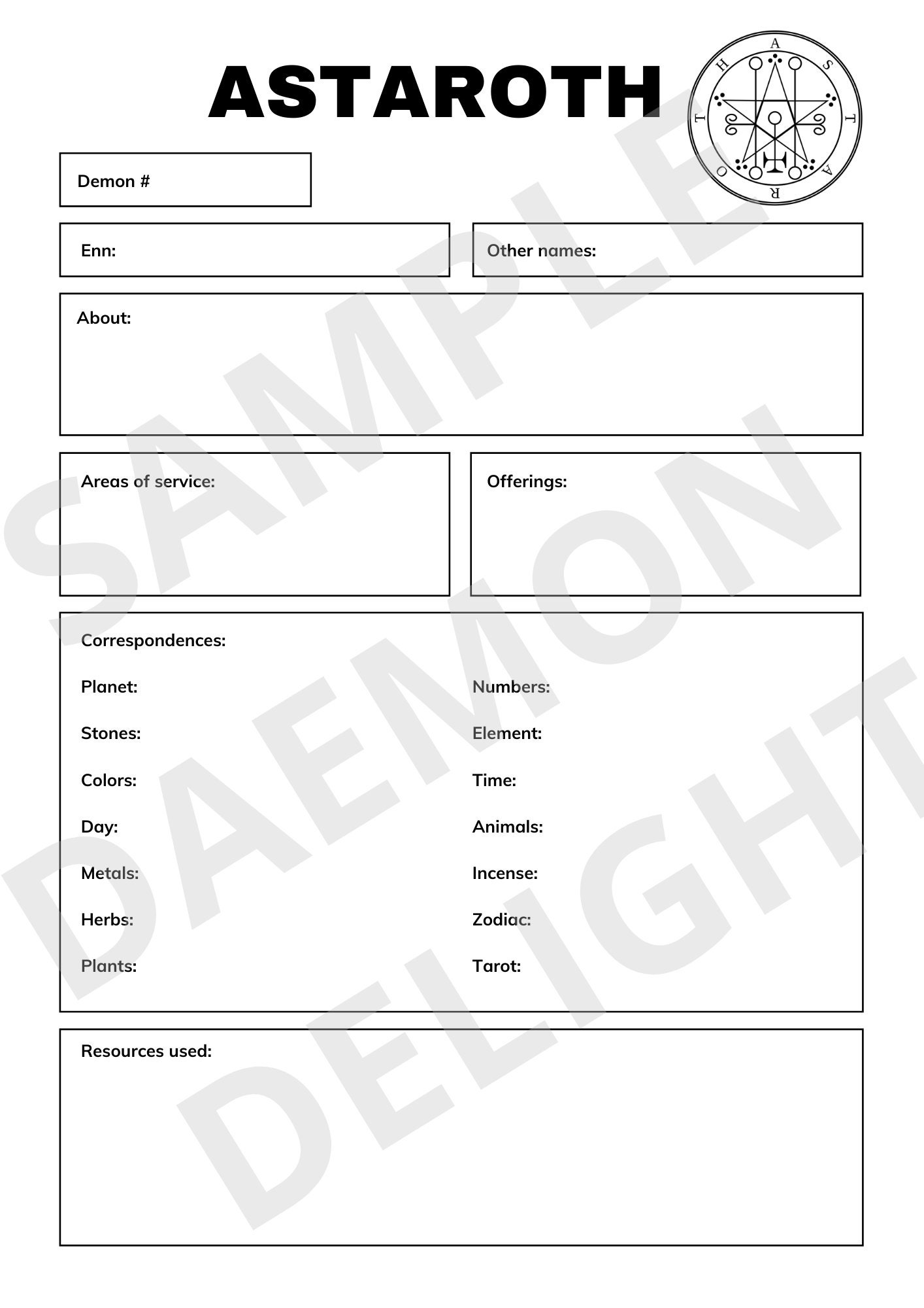 Astaroth Ritual and Study Pages - Etsy