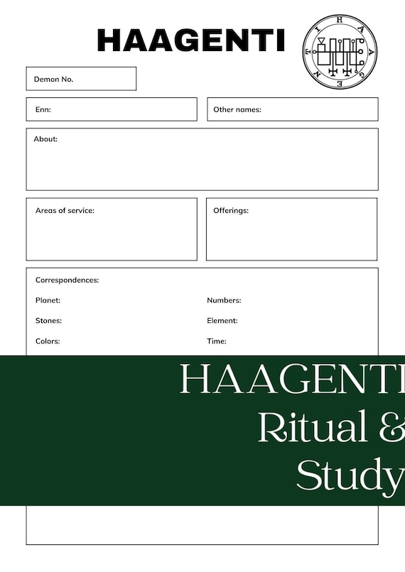 Haagenti Ritual and Study Worksheets | Etsy