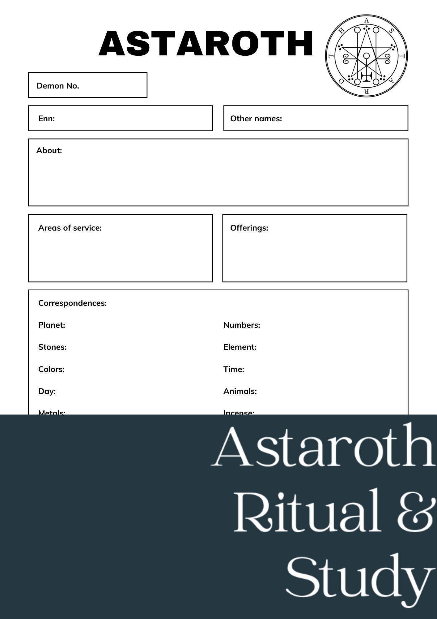 Astaroth Ritual and Study Pages - Etsy