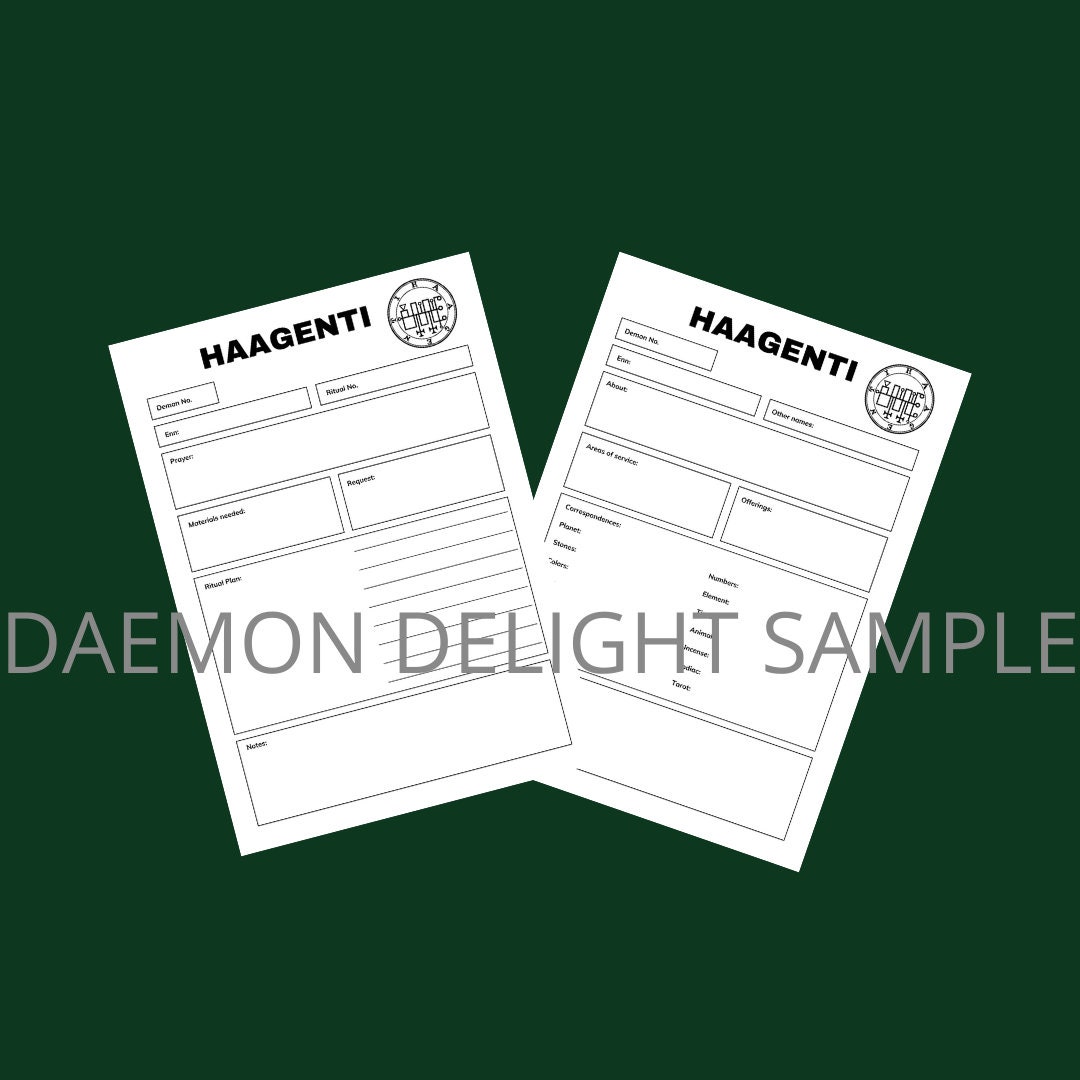 Haagenti Ritual and Study Worksheets - Etsy