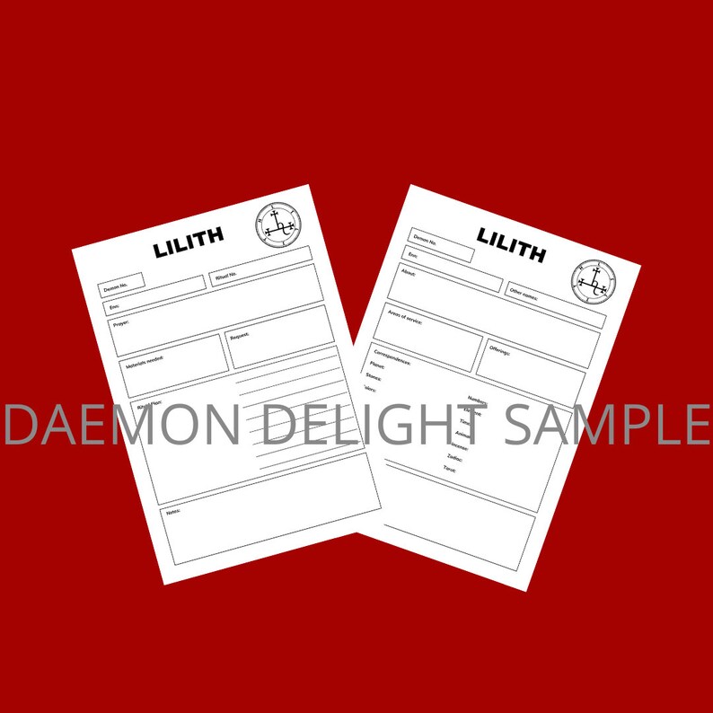 Lilith Ritual and Study Worksheets - Etsy