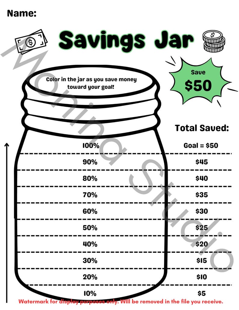 Kids Savings Money Tracker Bundle | Financial Planner for Kids | Money ...