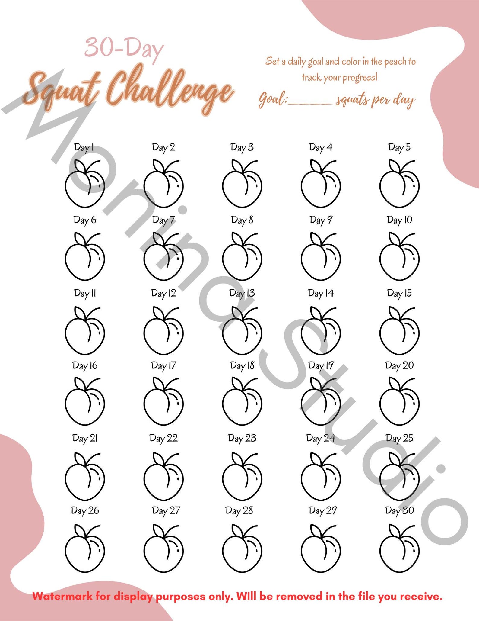 30-day Squat Habit Tracker Printable, Fitness Progress Tracker, Daily ...