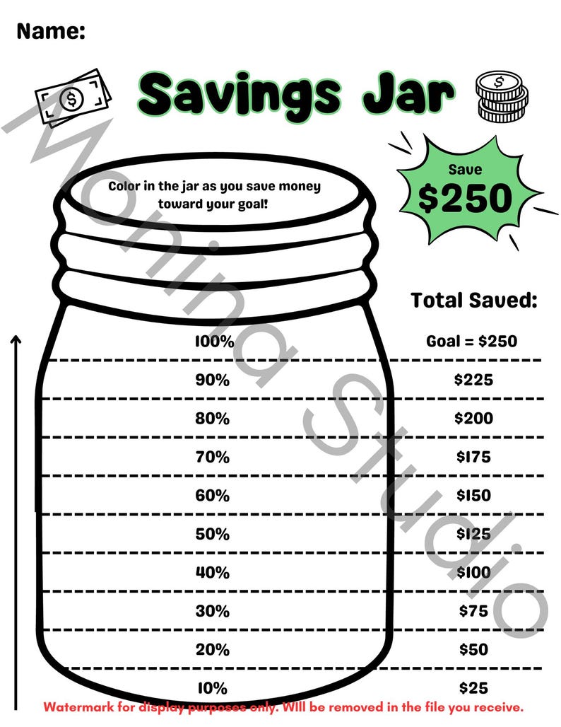 Kids Savings Money Tracker Bundle | Financial Planner for Kids | Money ...