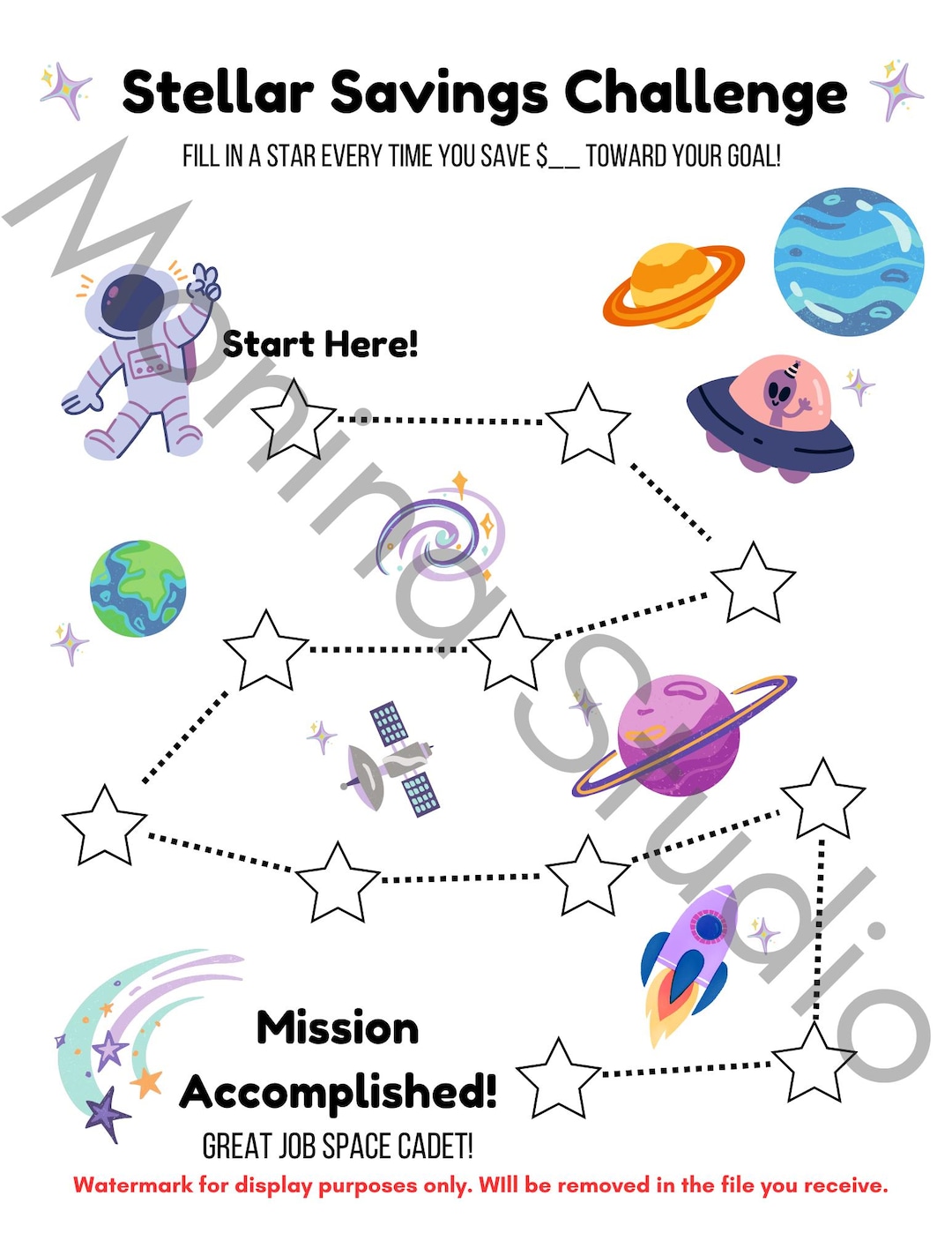 Kids Savings Tracker | Space-themed Goal and Money Saving Worksheets ...