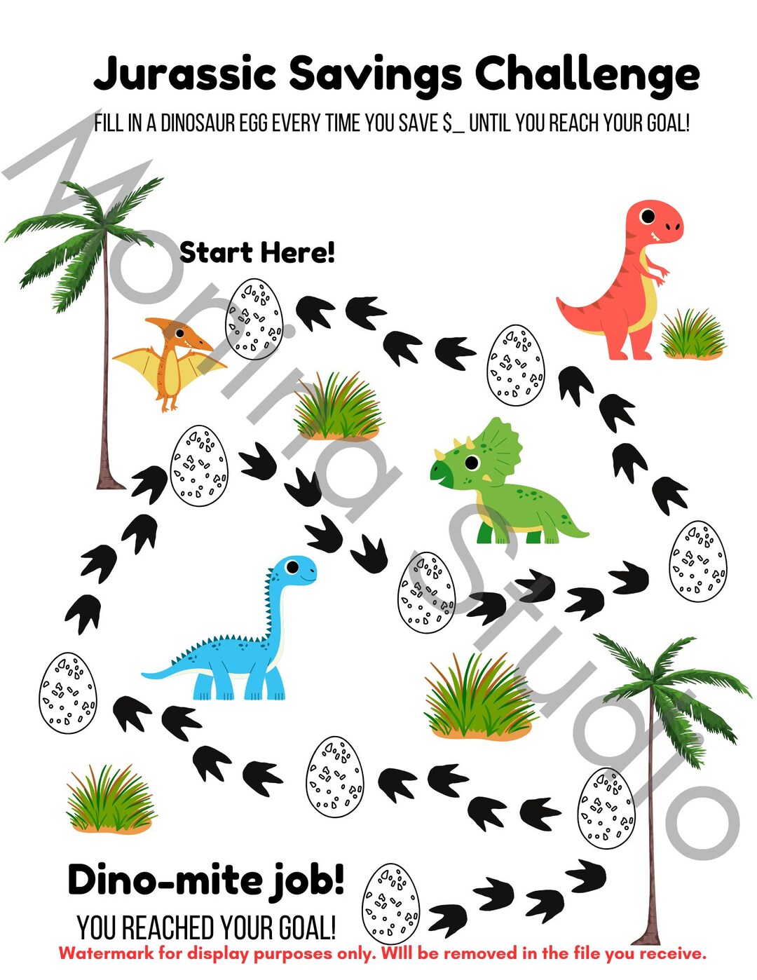Jurassic Kids Savings Tracker | Dinosaur Themed Goal and Money Saving ...